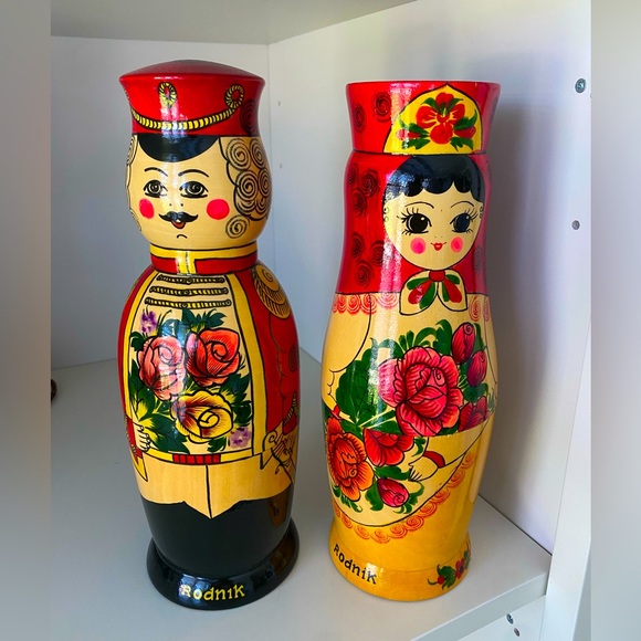 Other | Vintage Russian Matreshka Rodnik Dolls Wood Handpainted Set Of ...